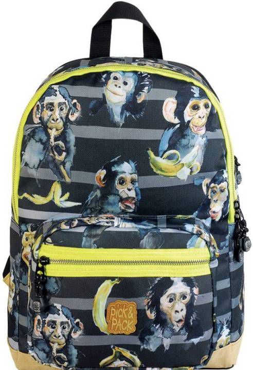 Pick & Pack Chimpanze Backpack M black Laptoprugzak - Tassenshoponline.nl